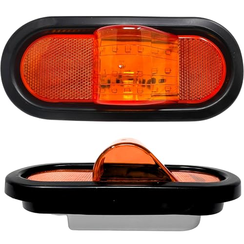 Qty 2 6" Mid Turn Signal Amber Marker Light Rubber Mount 18 LED w/Refl ...