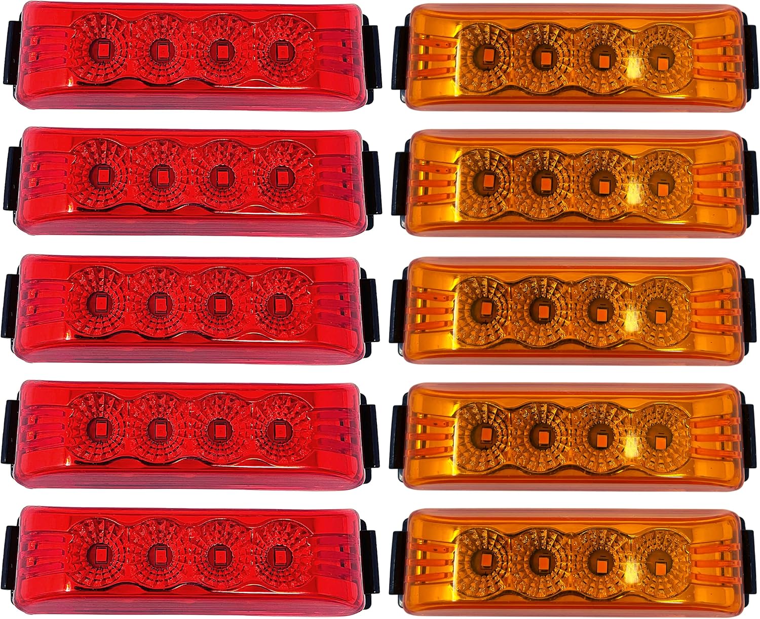 4''x1'' [2x Red + 2x Amber] Thin line Led Side Marker and Clearance Li ...