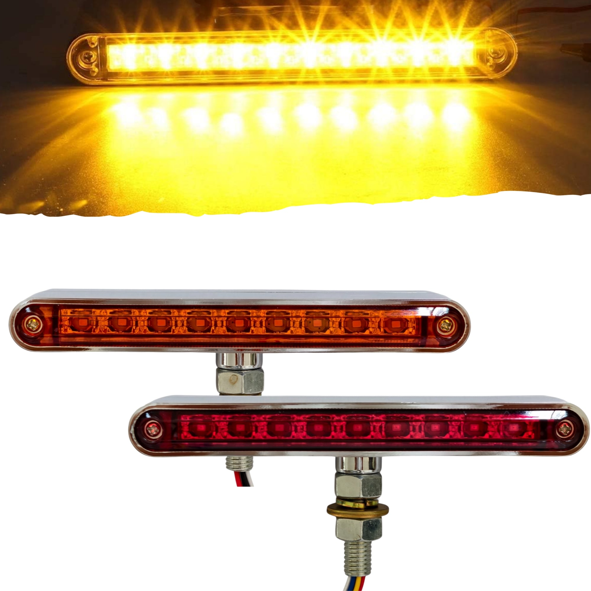 2x 7" Red/Amber LED Double Face Truck Semi Trailer Pedestal Single Stu ...