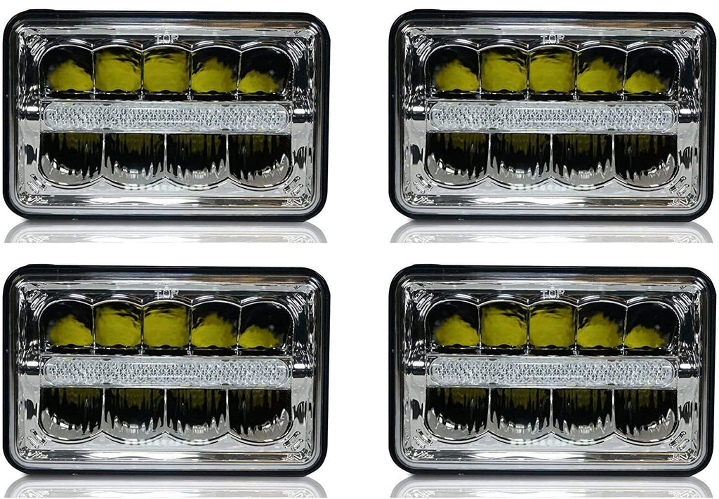 4X6 INCH Rectangular Sealed Beam LED Headlights CREE Chips Hi/Lo Beam ...